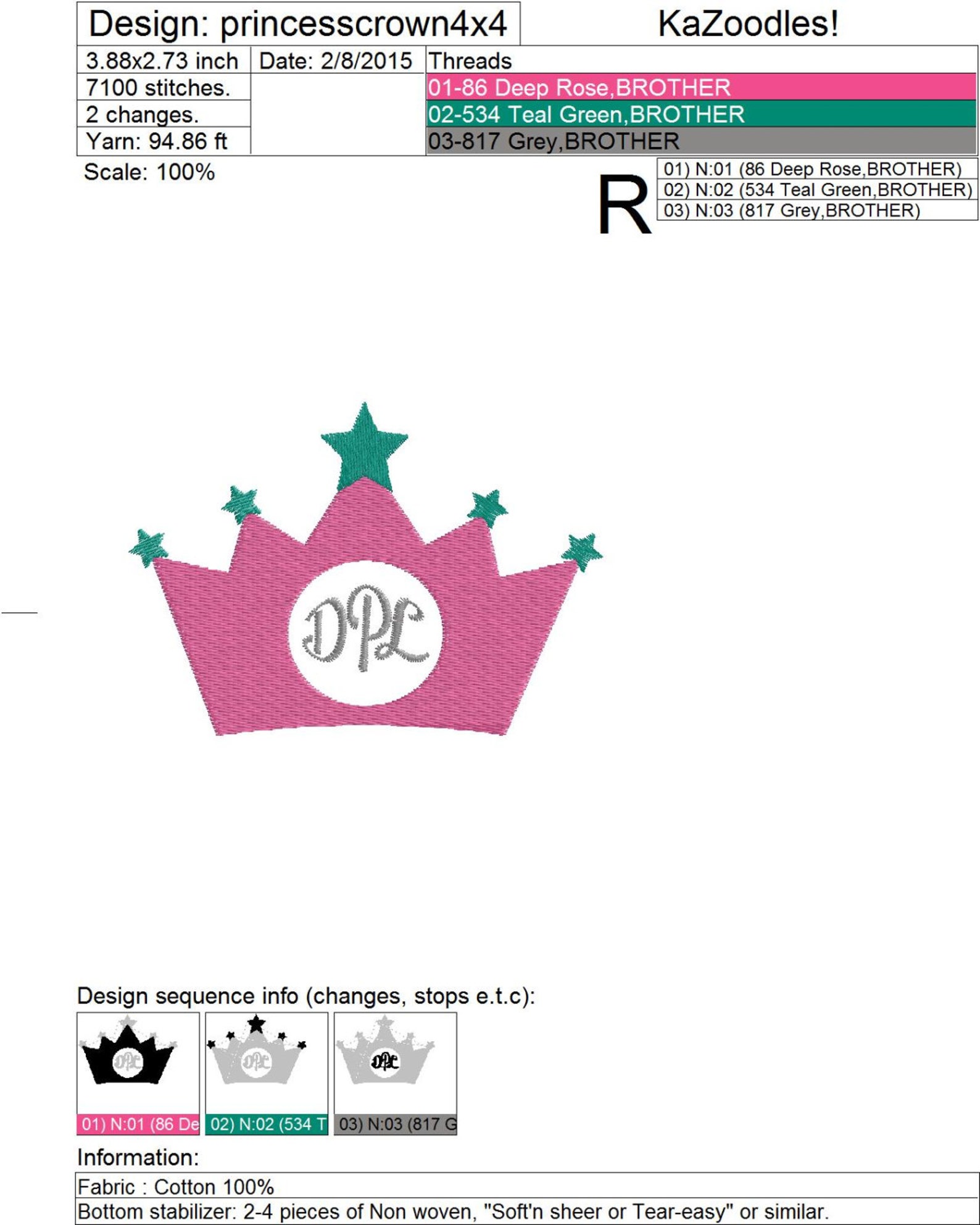 Princess Crown Monogram Frame Embroidery Design, Little Princess ...