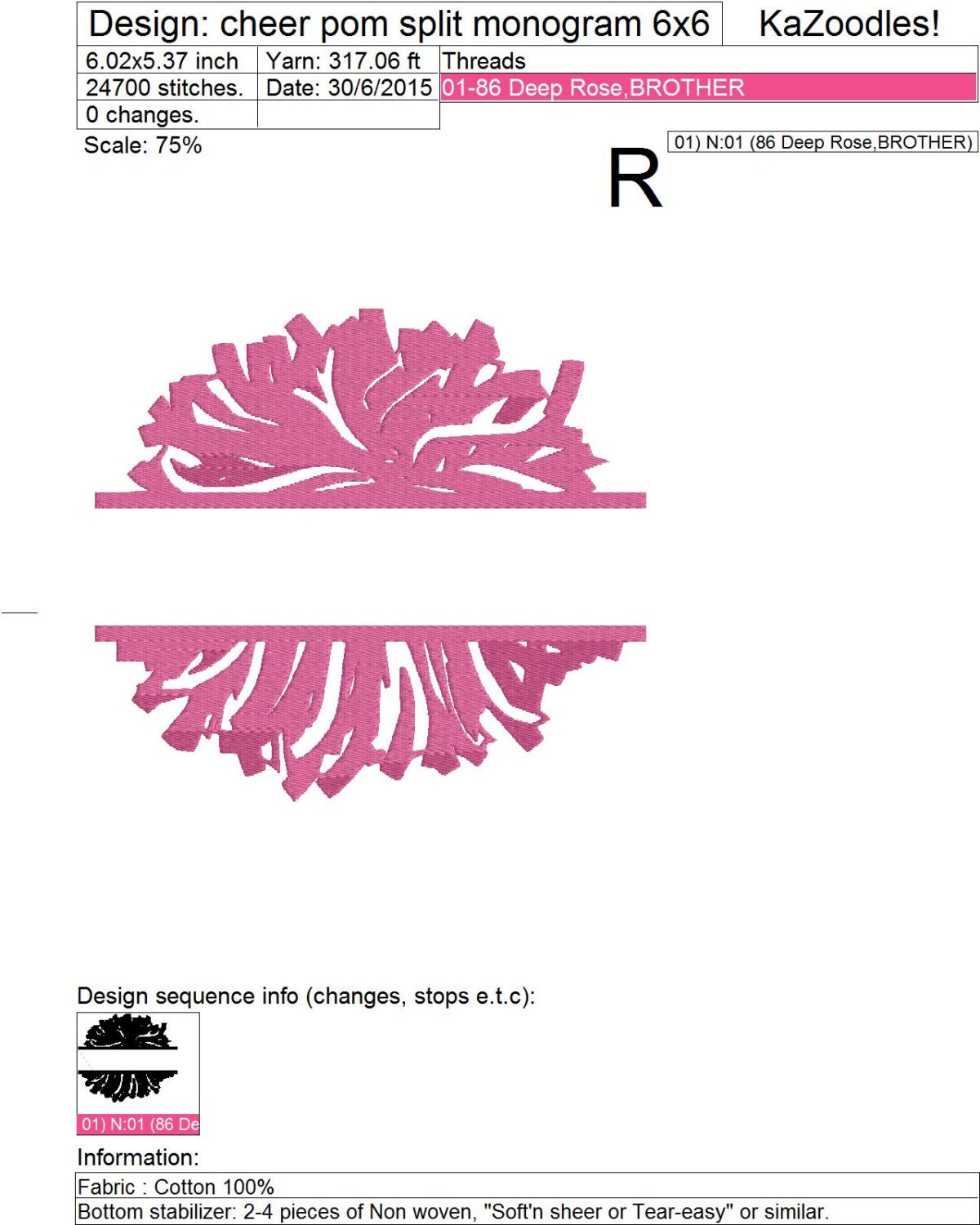 Split Pom Pom Embroidery Design, Cheerleading Pom Pom, Cheerleader ...