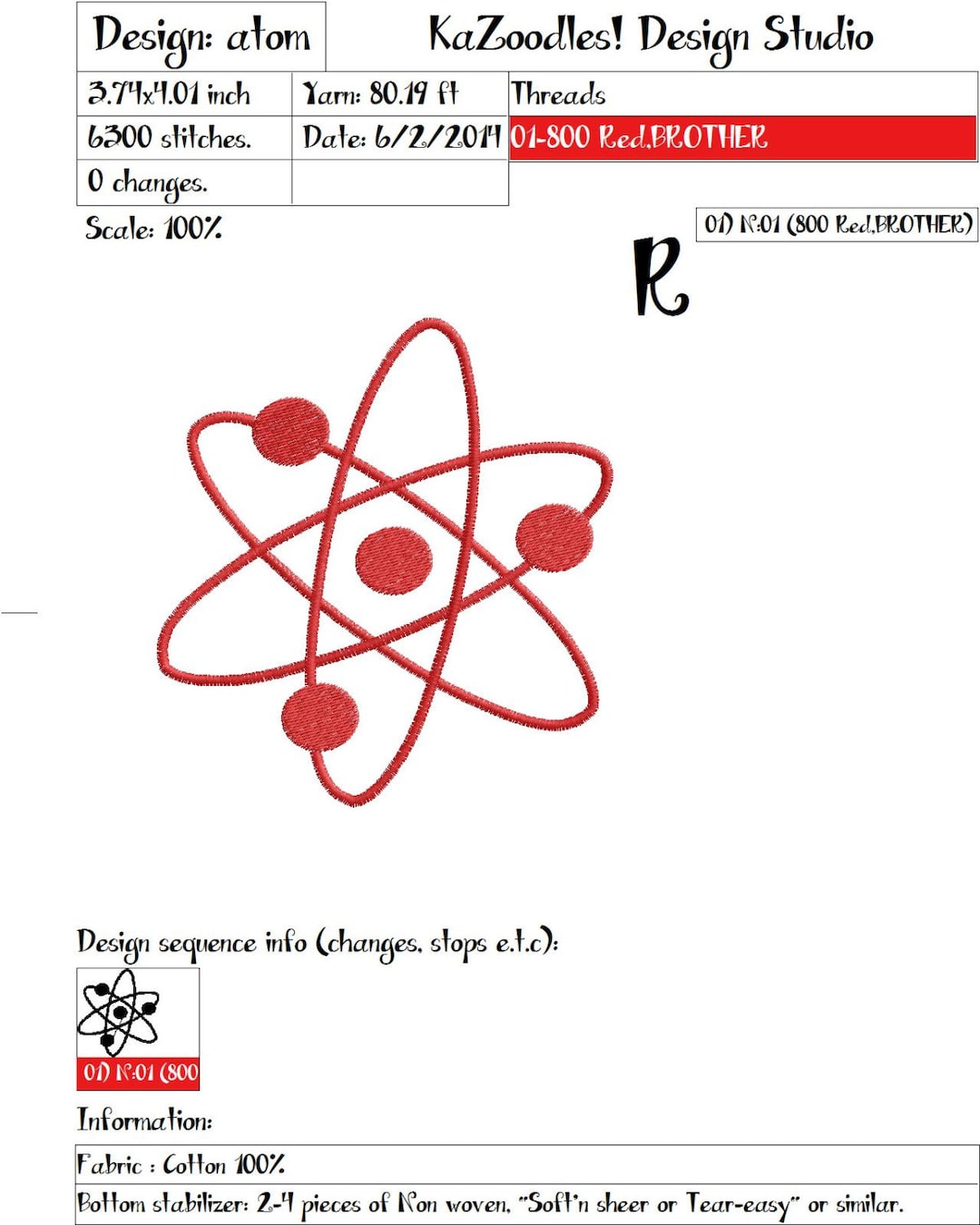 Atom Embroidery Design, Science Celebration, Scientific Geeky Love ...