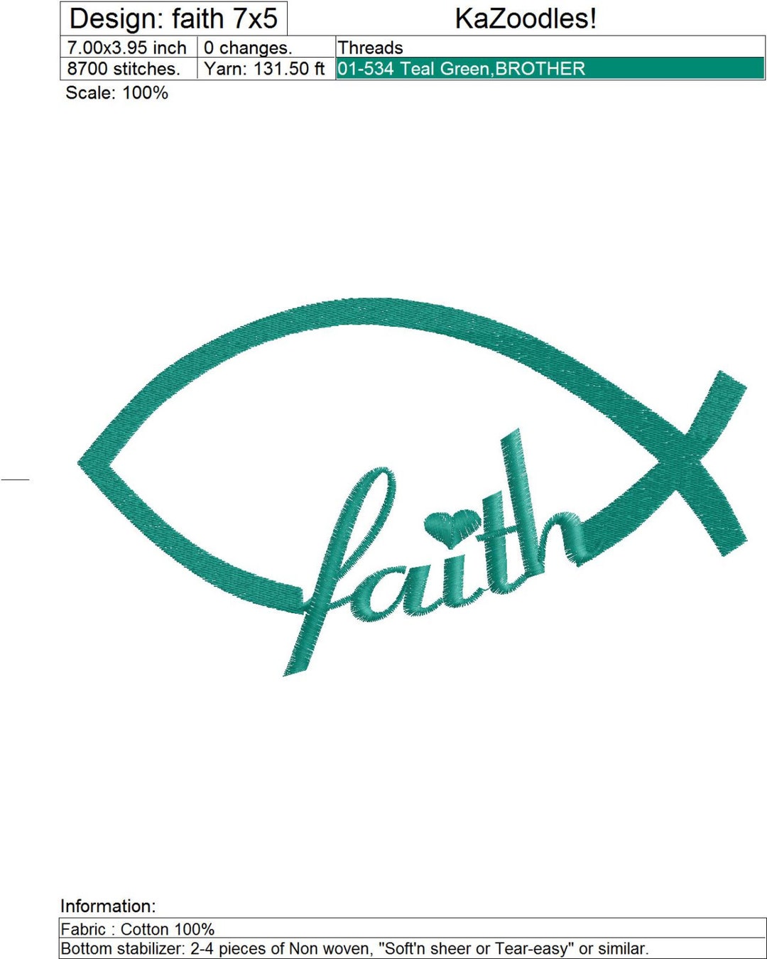 Faith Fish Embroidery Design (dst, Pes, Hus, Vip, Vp3, Jef, Xxx) - Etsy