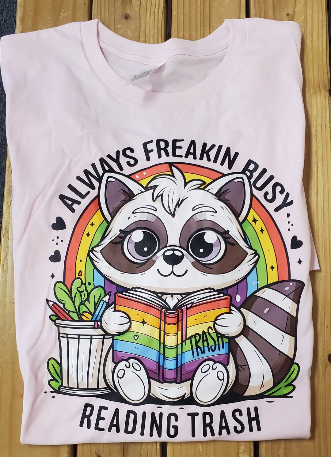 Always Freakin Busy Reading Trash Raccoon Bookish T-shirt - Etsy