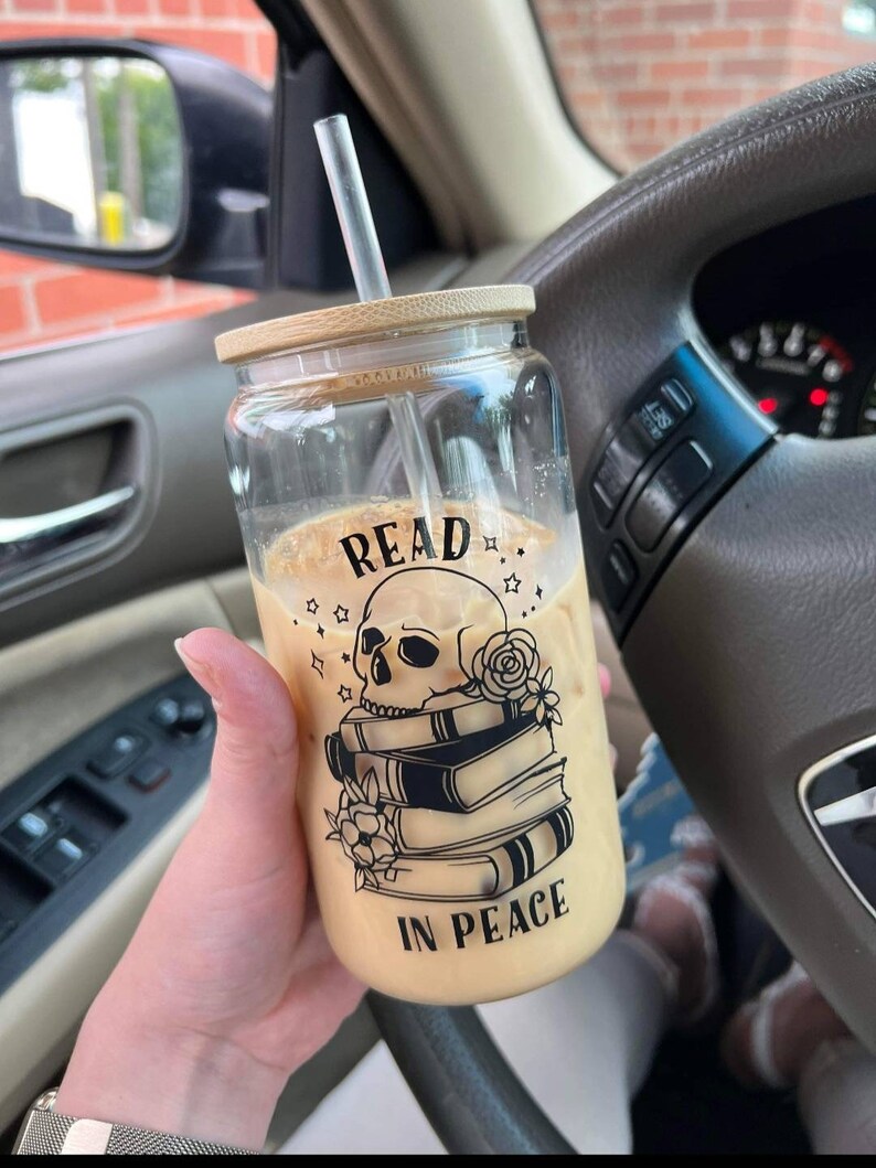 Read in Peace/glass Cup/skull - Etsy