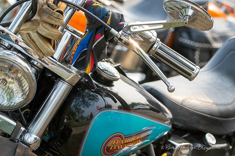 Turquoise Harley - Motorcycle Decor - Motorcycle Art Prints - Retro ...