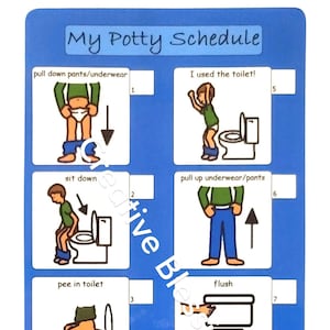 Autism Boys Potty Bathroom Schedule With Boxes, Sit or Stand Versions ...