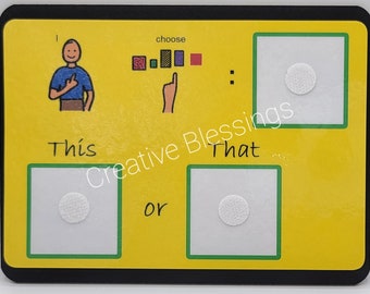 Autism This or That Choice Board With 8 Colorful Pictures - Etsy