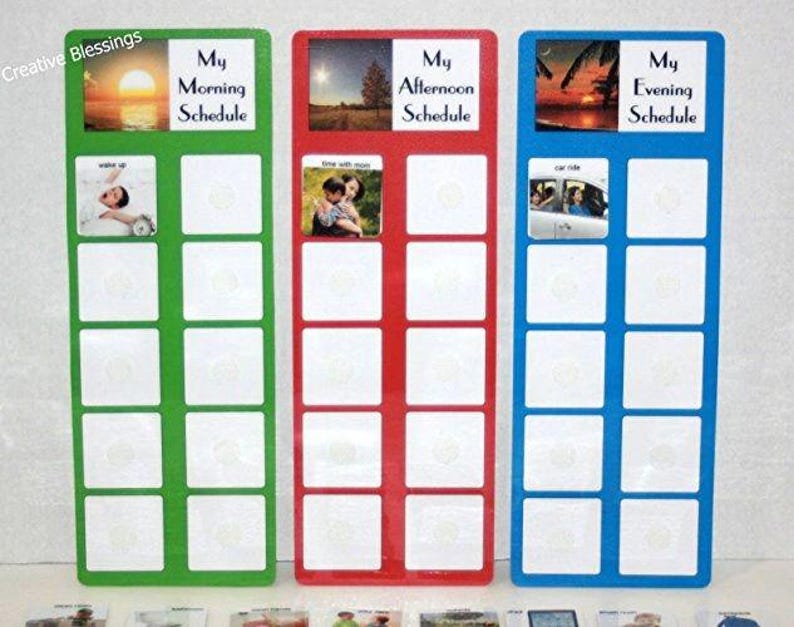 Daily Picture Schedule W/ 3 Charts and 45 Colorful Real Picture Cards ...