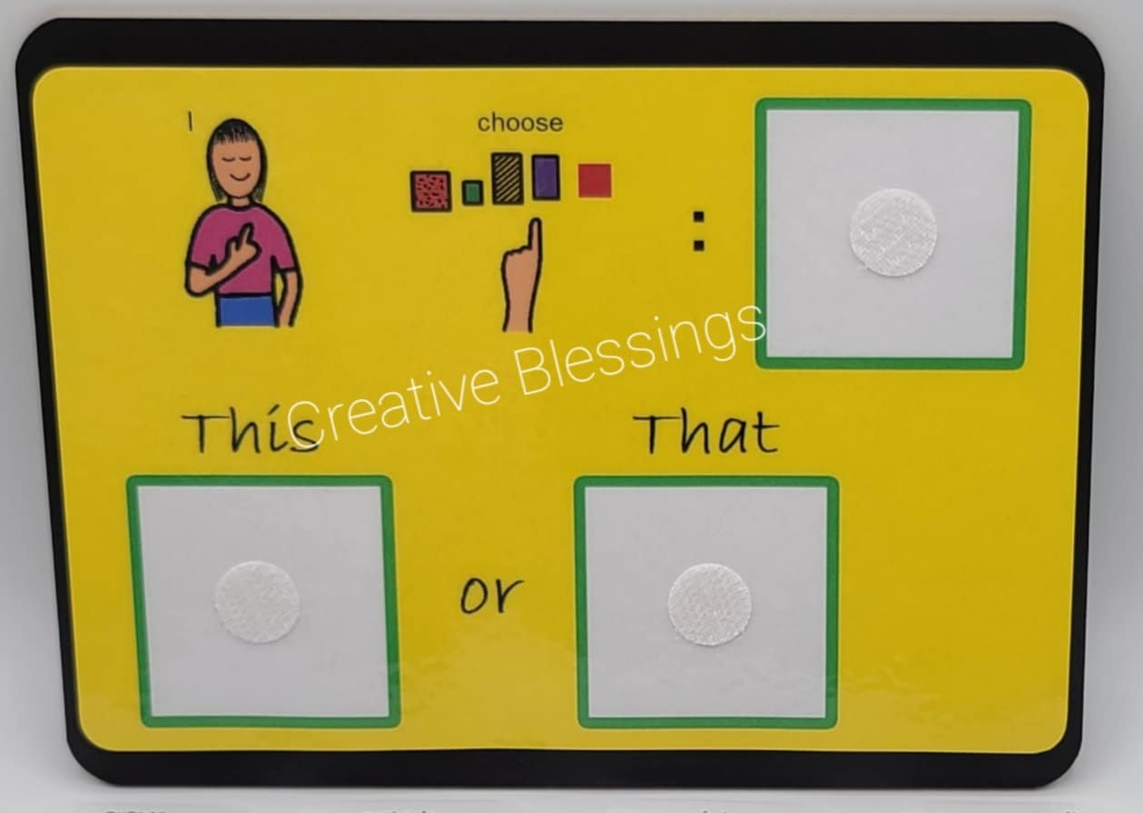 Autism This or That Choice Board With 8 Colorful Pictures - Etsy