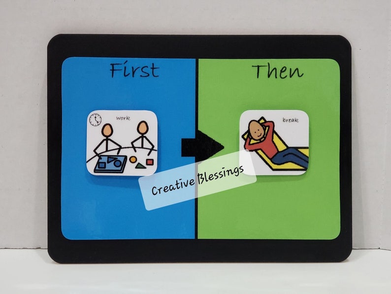 Autism First Then Board With 8 Colorful Pictures - Etsy