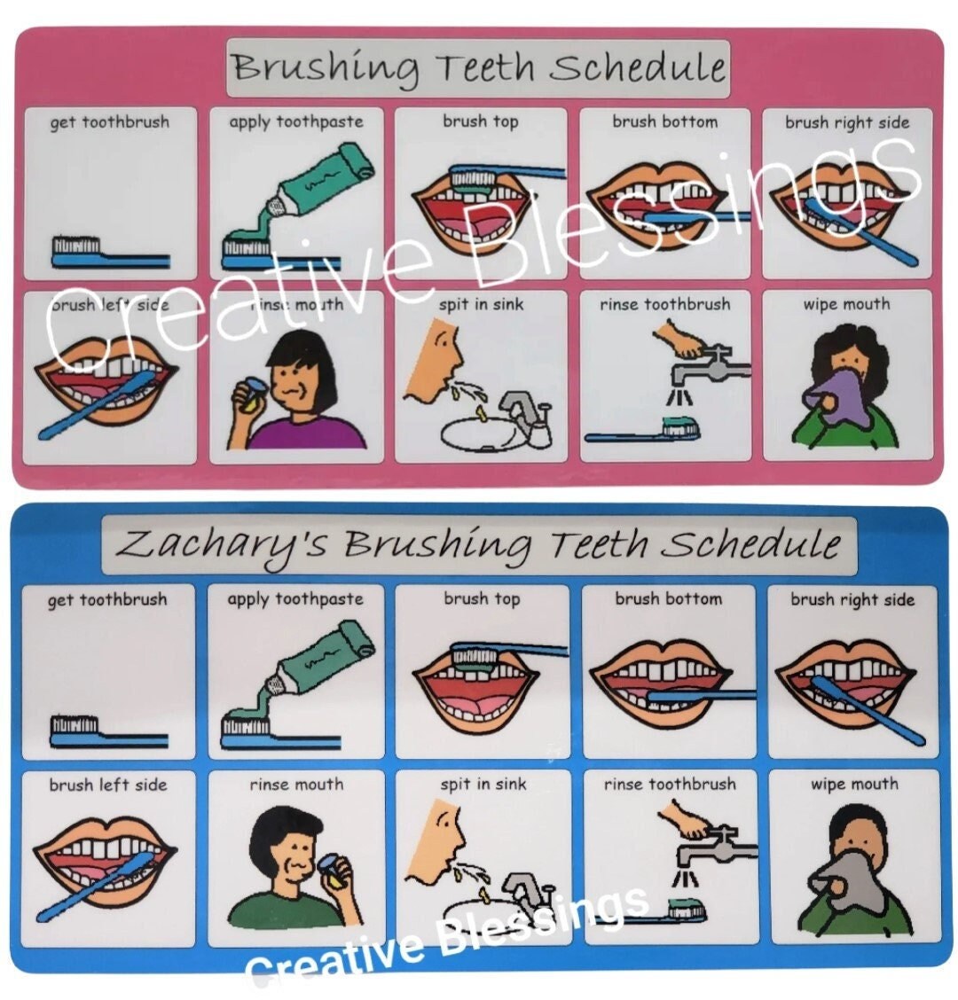 Autism Boys or Girls Brushing Teeth Schedule, Personalized - Etsy