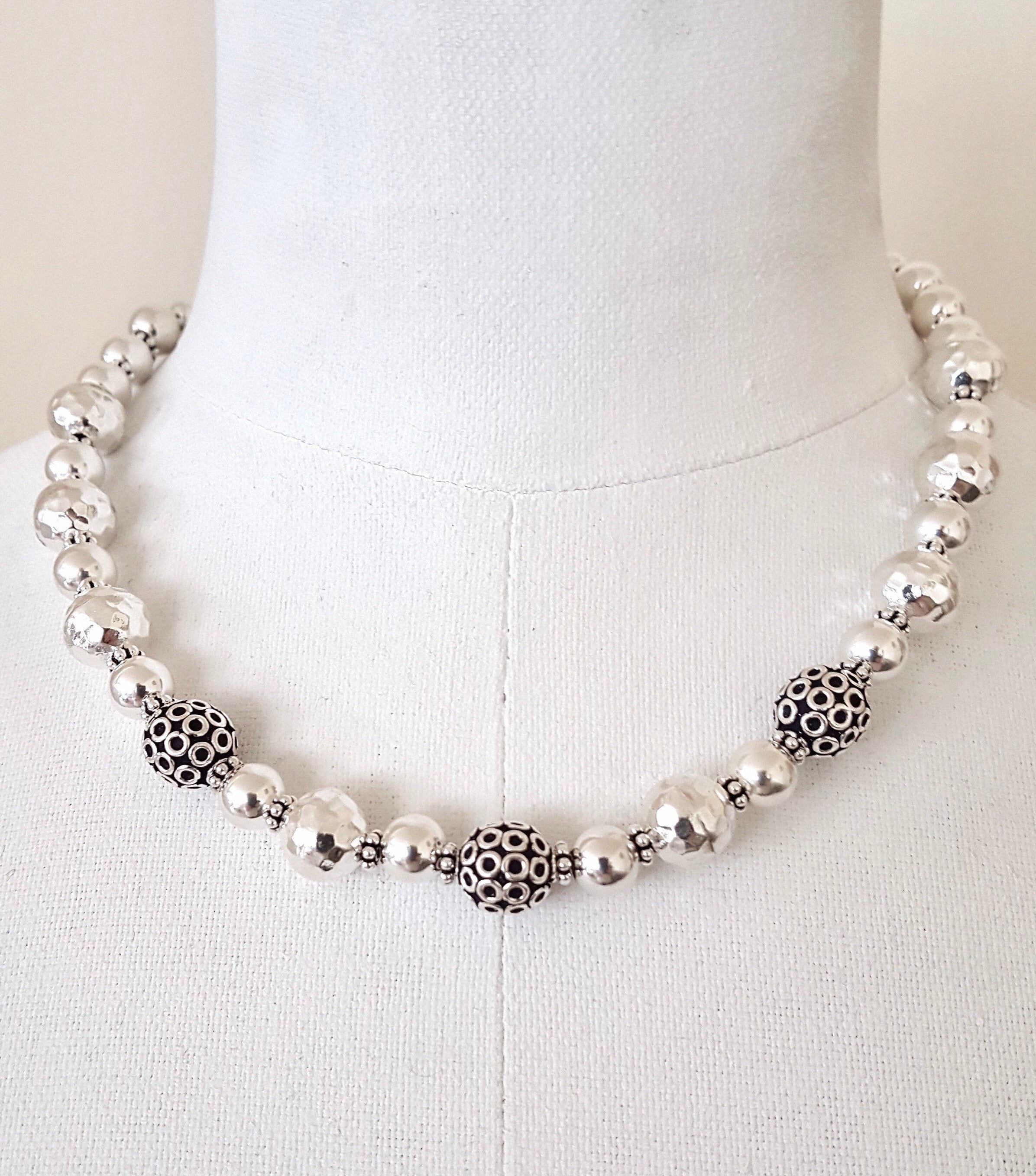 Collar de bolas de plata de ley hecho a mano con bolas - Etsy España