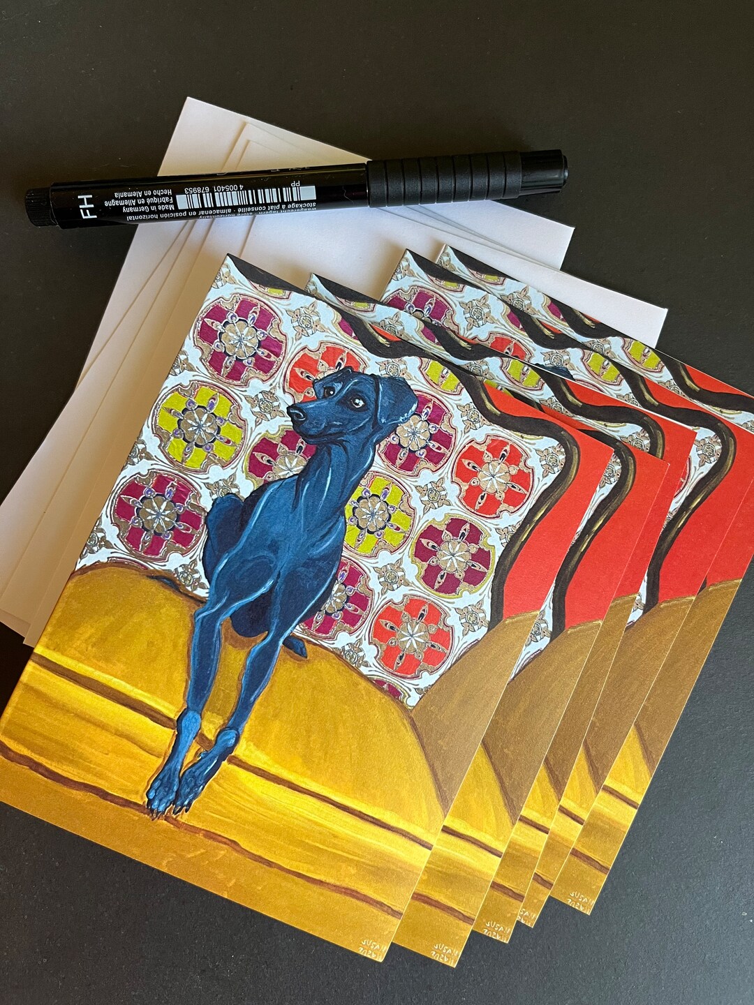 Greyhound on Gold Chair Set of Note Cards From Original Painting ...