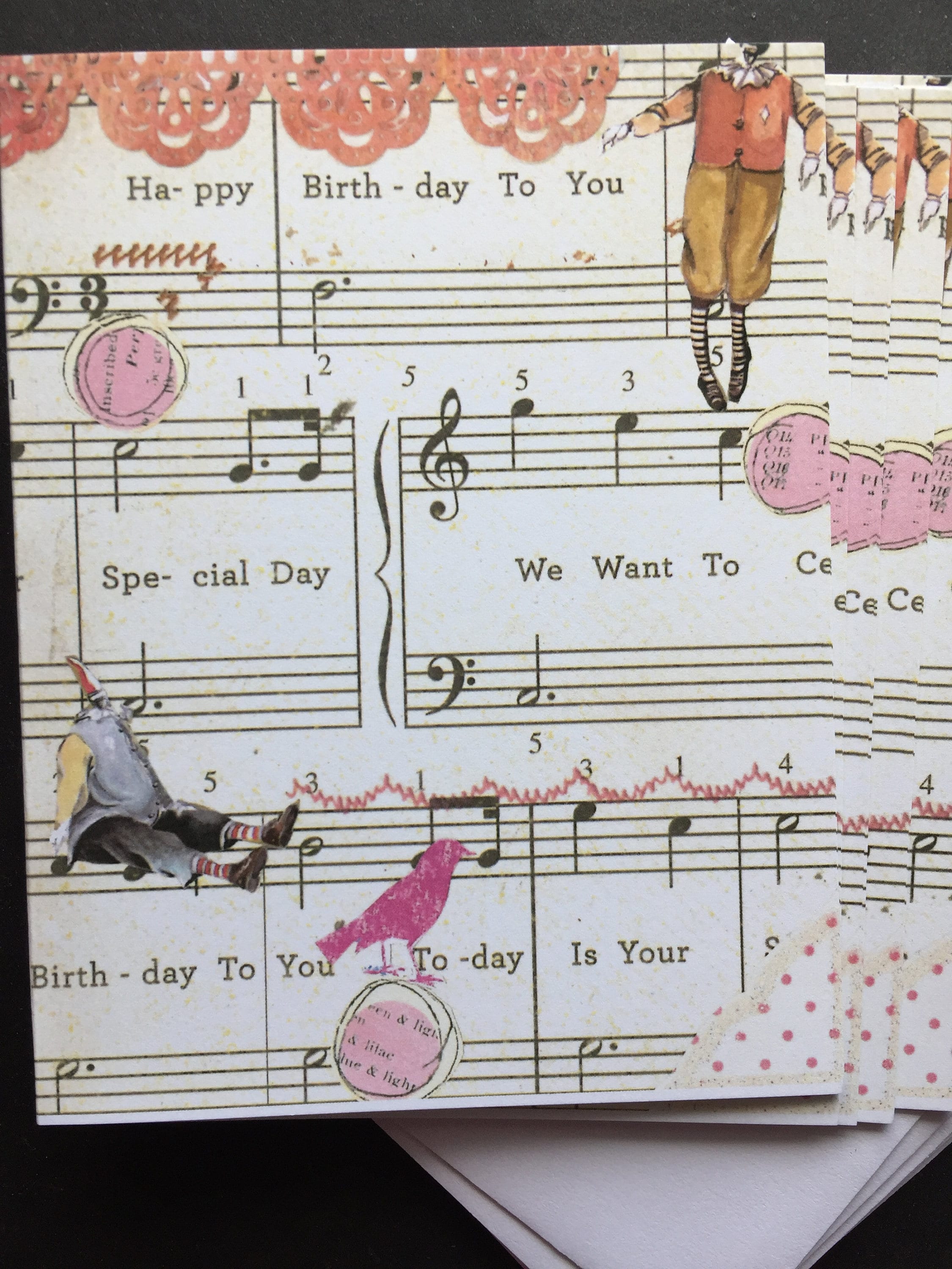 Happy Birthday Music Notes and Creatures Notecard Set - Etsy