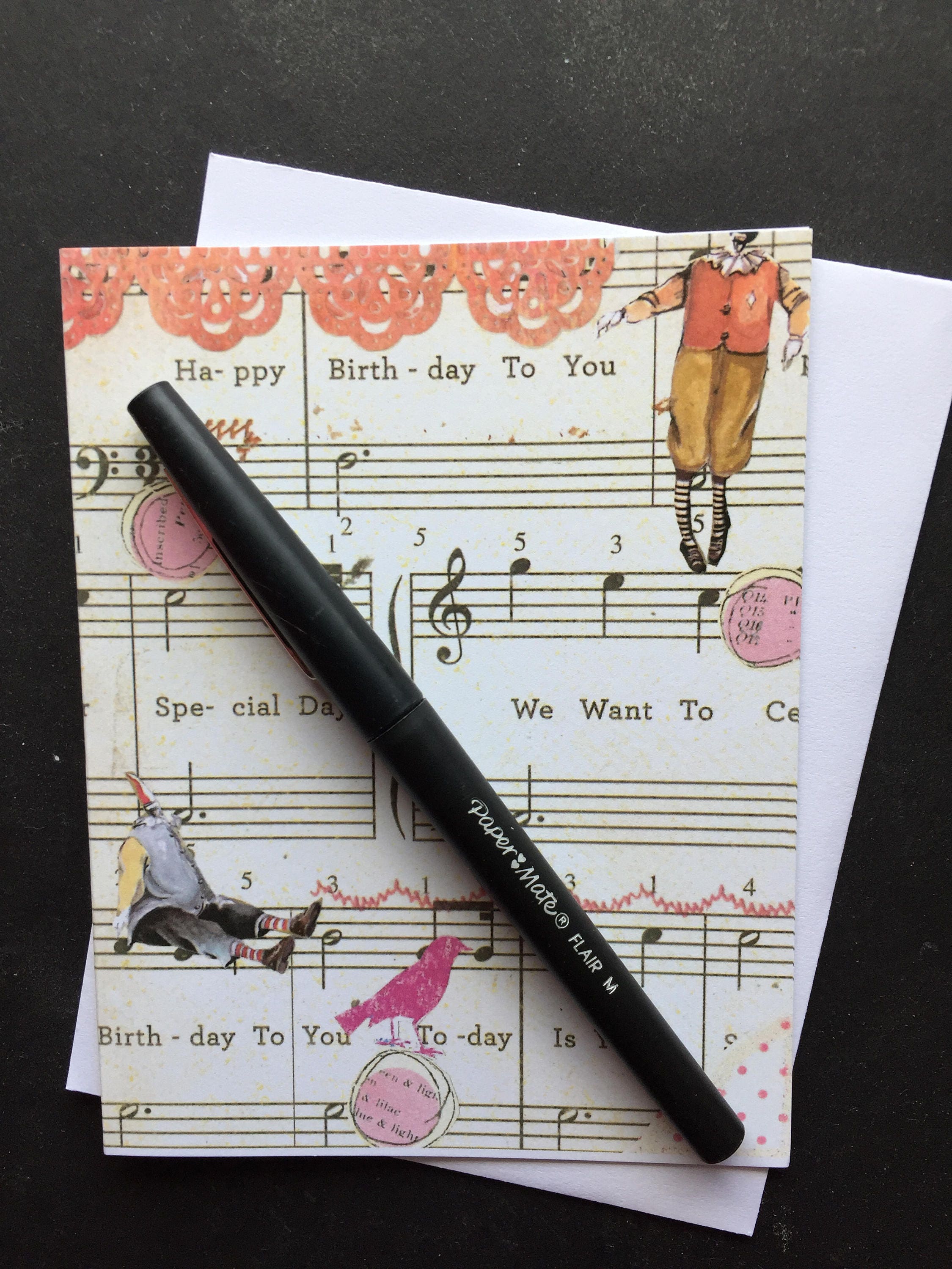 Happy Birthday Music Notes and Creatures Notecard Set - Etsy