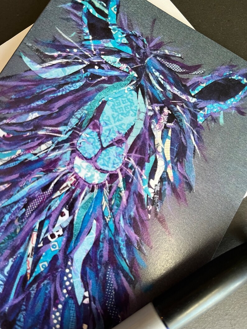 Blue Llama Single Card From Original Collage/painting - Etsy