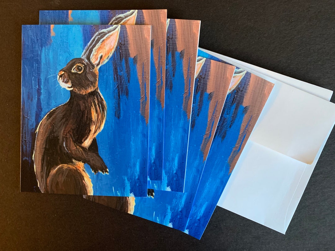 Fred Rabbit Set of 5 Note Cards From Original Painting - Etsy