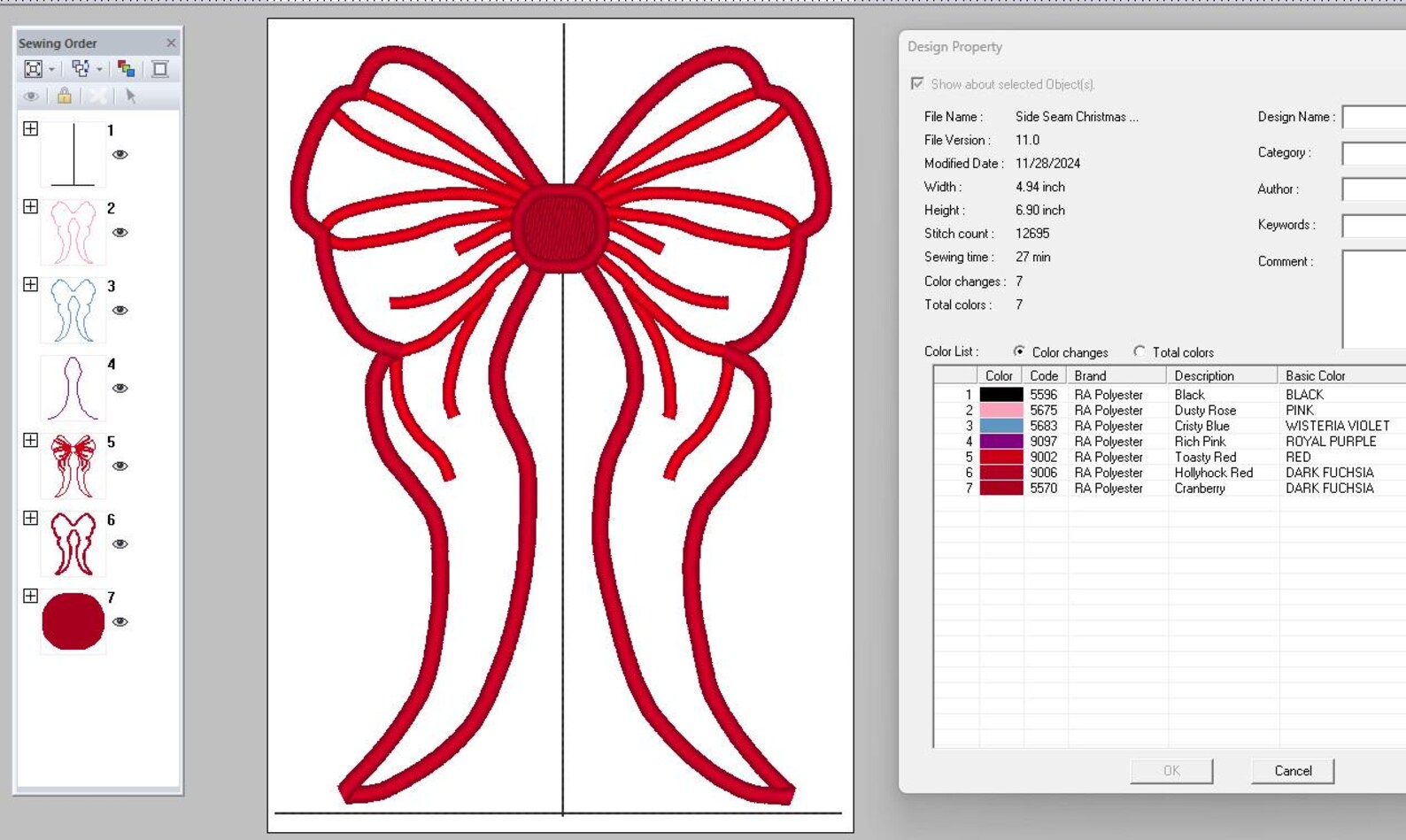 Side Seam - Split Design - Applique - Christmas Bow - Machine ...