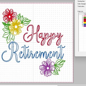 Greeting Card - Happy Retirement - Machine Embroidery Design for Card ...