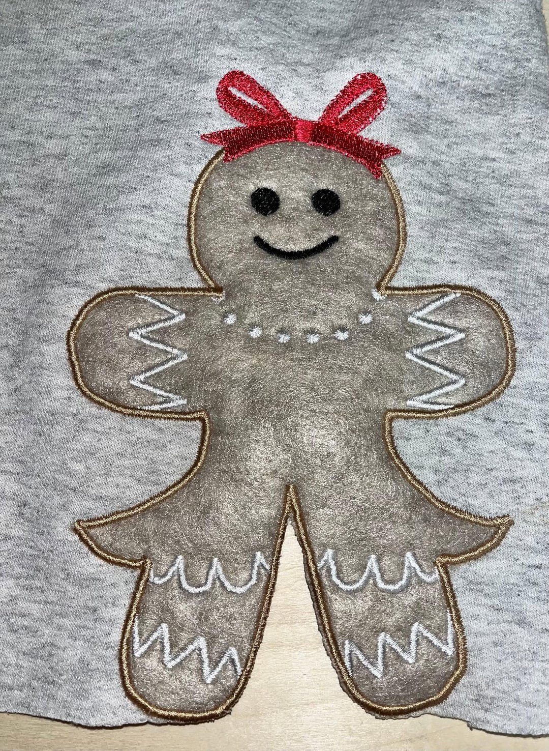 Side Seam Applique Split Design Gingerbread Girl - Machine Embroidery ...