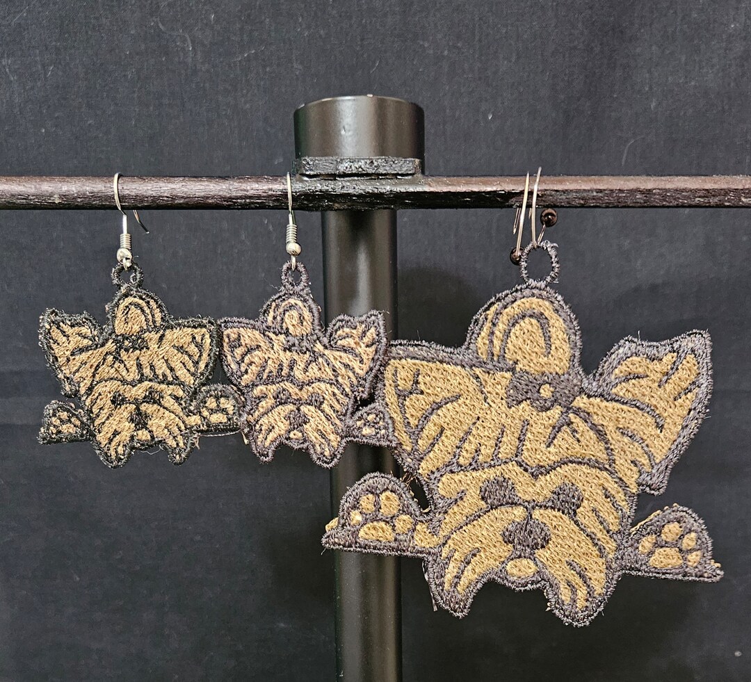 FSL Yorkie Earrings and Gift Tag/pendant/ornament/bookmark - Machine ...