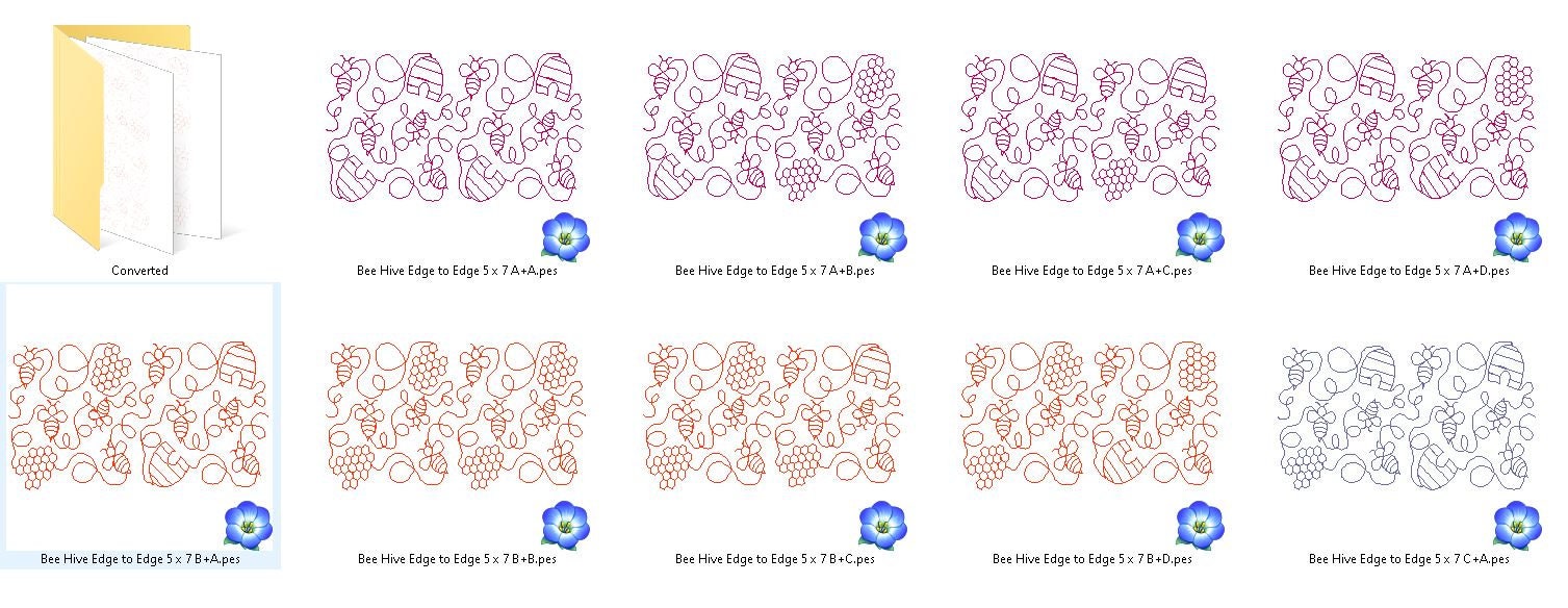 Edge to Edge - E2E - Bees, Bee Hive and Honeycombs - Machine Embroidery ...