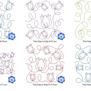 Edge to Edge - E2E - Tulips - Machine Embroidery Quilting Design - Etsy