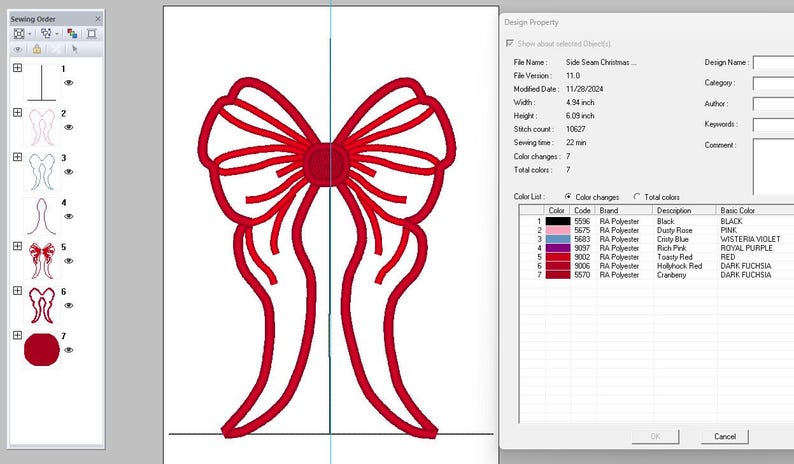 Side Seam - Split Design - Applique - Christmas Bow - Machine ...