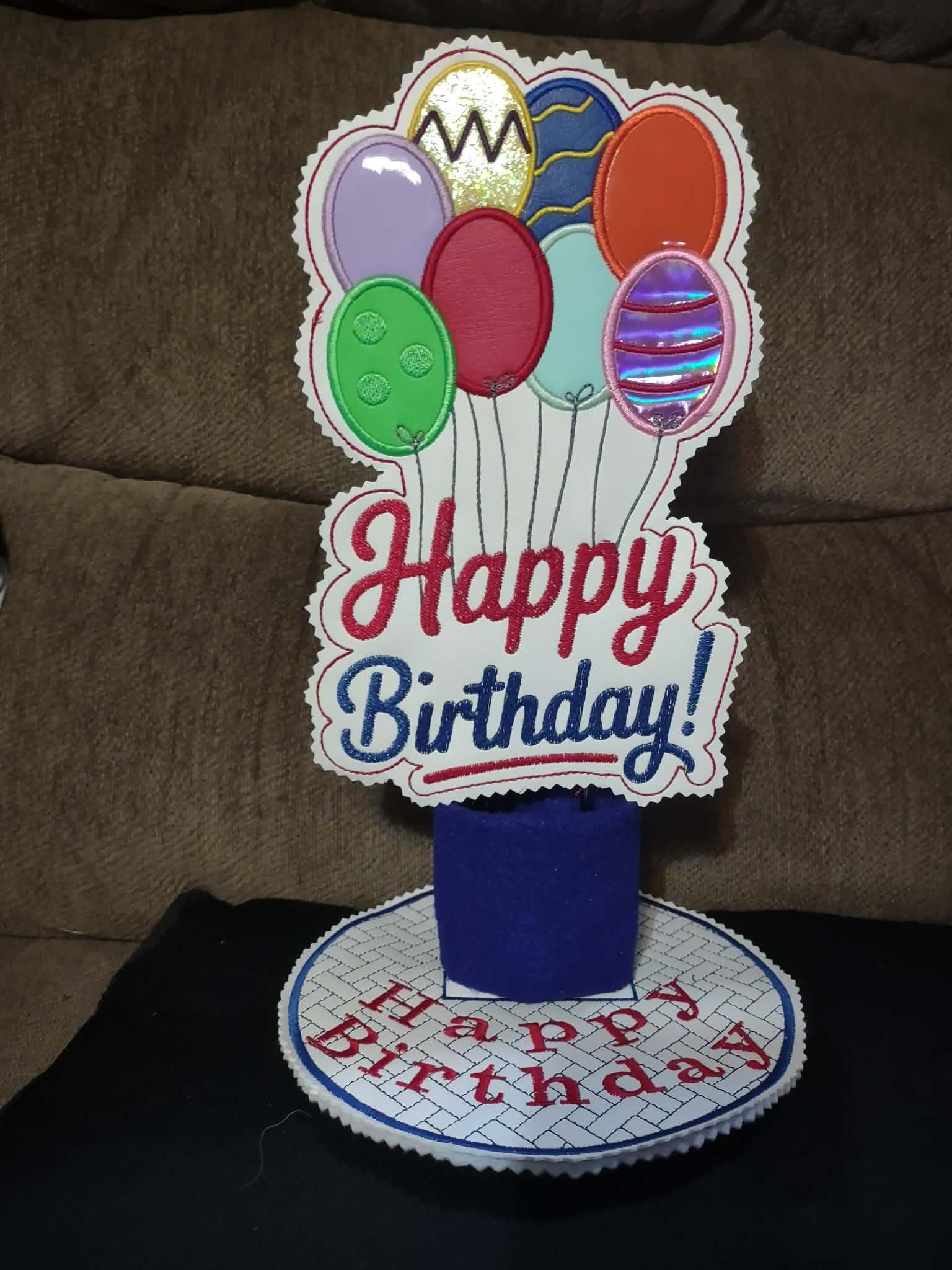 Paper Towel Holder Decor - Happy Birthday Balloons - Applique Design ...
