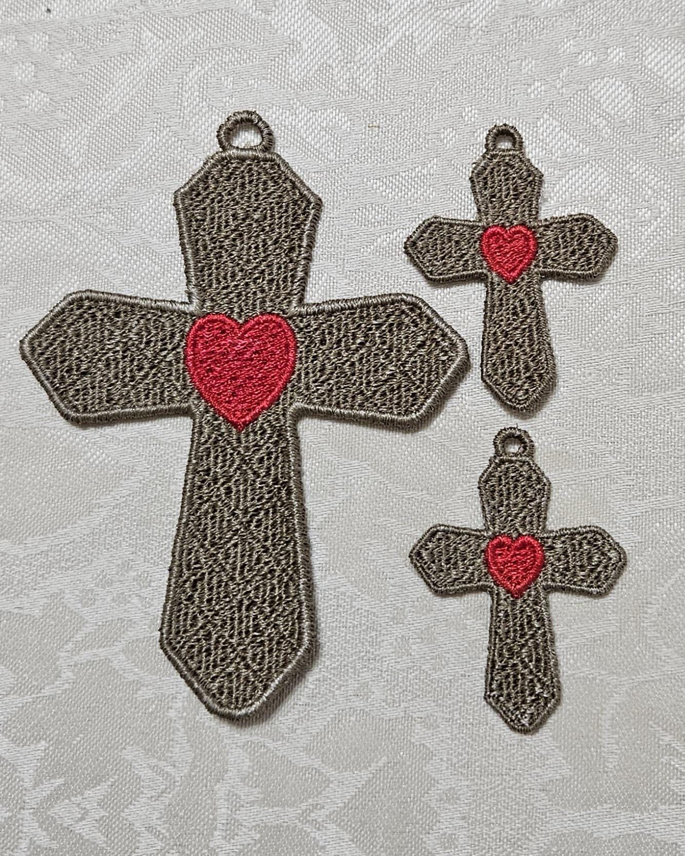 FSL Cross With or With Heart Earrings and Gift Tag / Ornament / Pendant ...