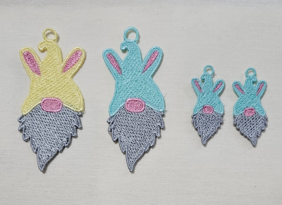 FSL Easter Bunny Gnome Straight Ears Earrings and Gift Tag/pendant ...