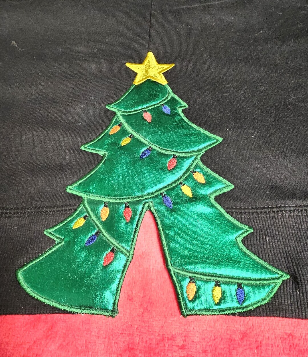 Side Seam Applique Split Design Christmas Tree One Piece Fabric Machine ...