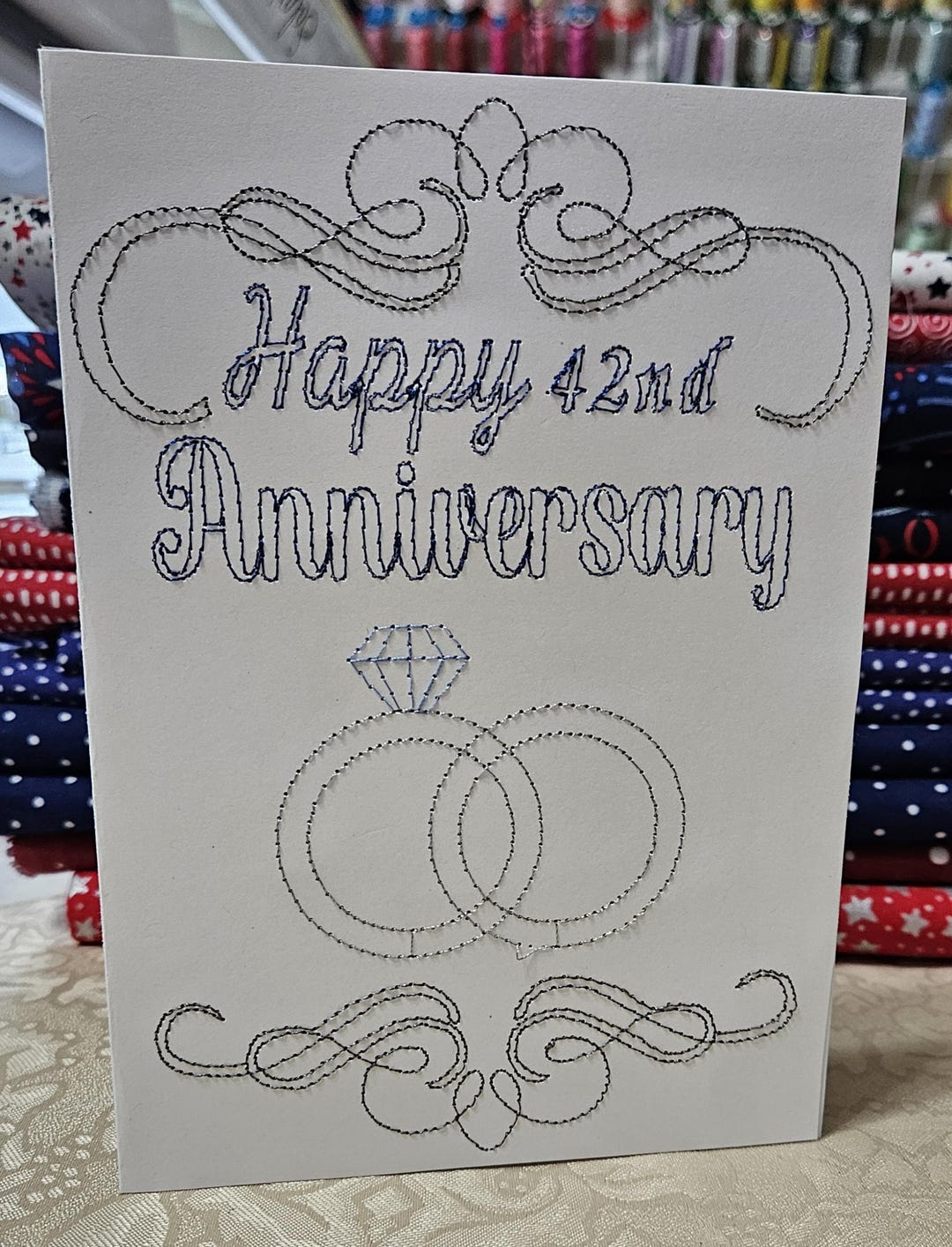 Greeting Card - Anniversary, Machine Embroidery Design for Card Stock ...