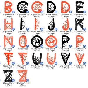 Alphabet - Spider Web - Embroidery Machine Designs - 4 X 4 Hoop - Etsy