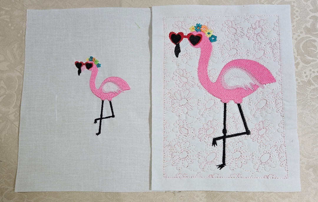 Flamingo With Sunglasses Fill Designs - Embroidered/quilt Block ...