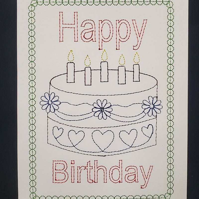 Embroidered Cake Card - Etsy