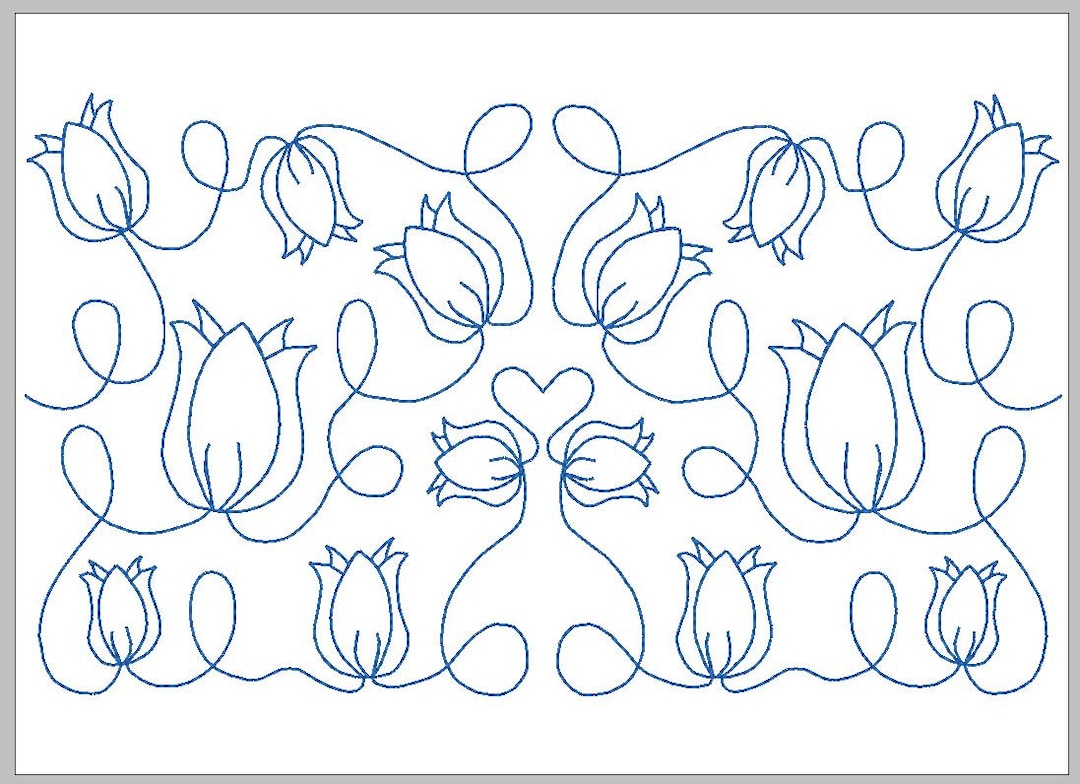 Edge to Edge - E2E - Tulips - Machine Embroidery Quilting Design - Etsy