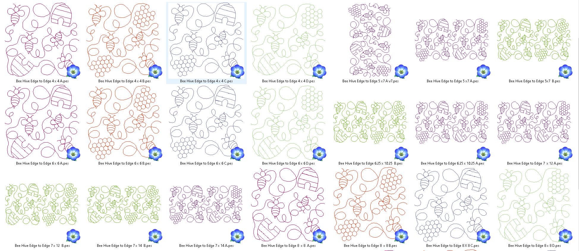 Edge to Edge - E2E - Bees, Bee Hive and Honeycombs - Machine Embroidery ...