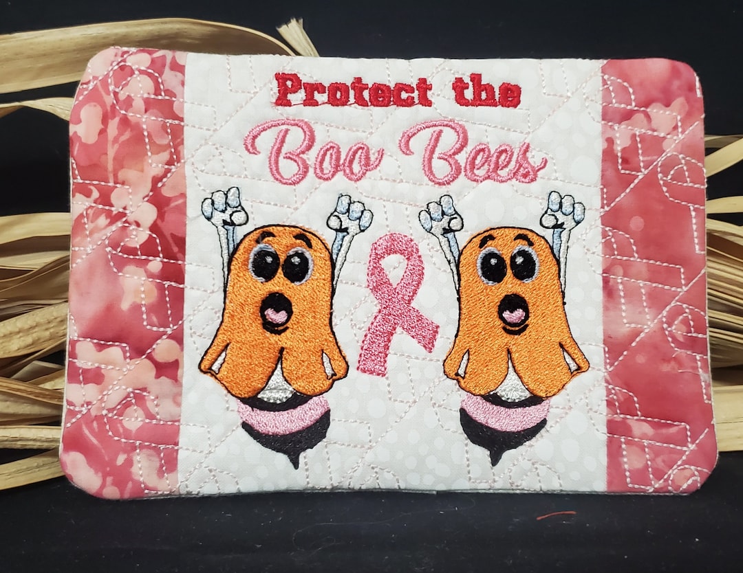 Mug Rug - Cancer Awareness Boo Bees - Embroidery Design In-the-hoop ...