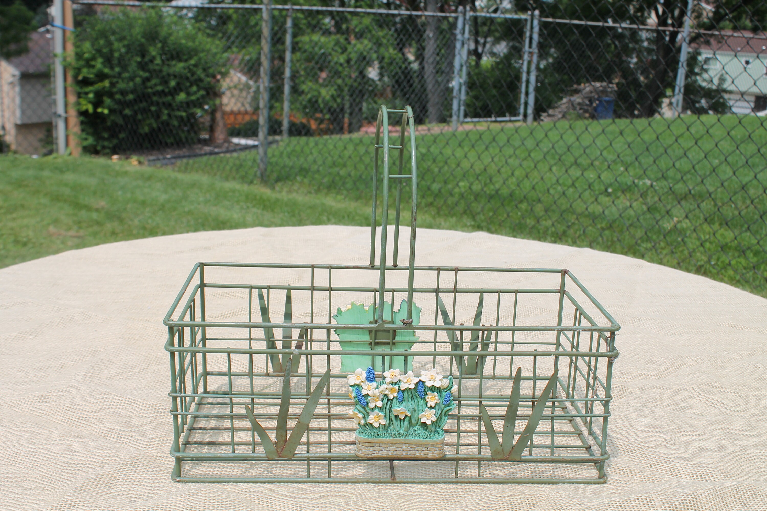 Metal Basket / Caddy With Handle - Shabby Chic - Rustic - Cottage ...
