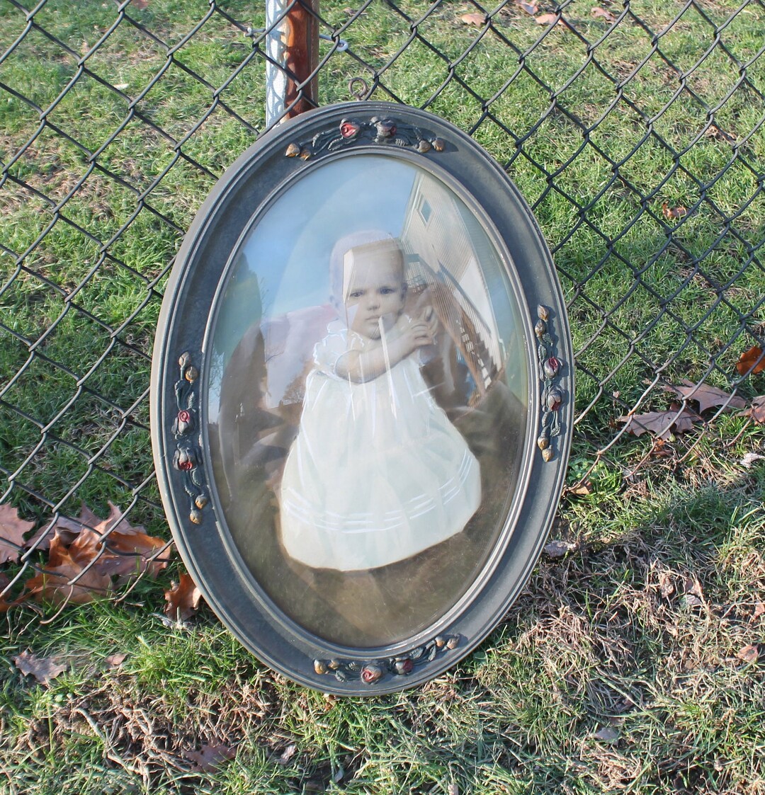 Vintage Baby Picture in Bubble Framed - Bowed / Curved / Convex Glass ...
