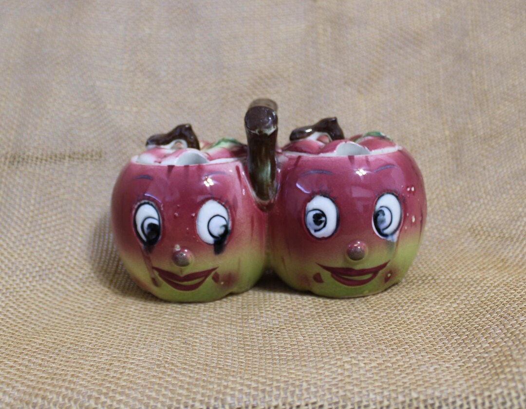 Anthropomorphic Apple Double Jam Jar With Lids - Ceramic Apple With ...