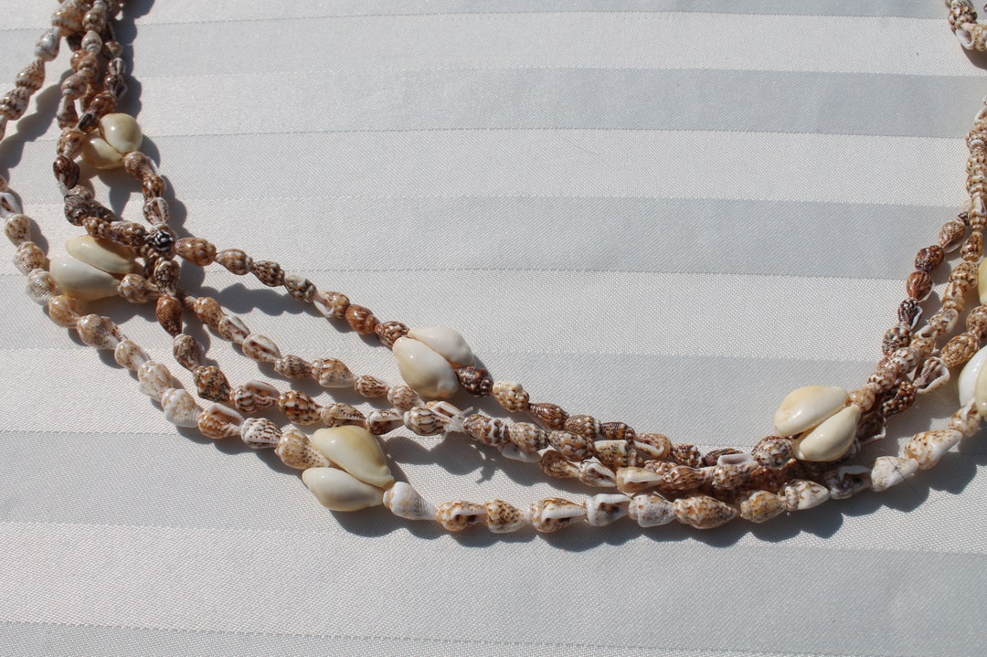 Natural Beach Shell Necklaces Strands - Set of 4, Island Beach Wear ...