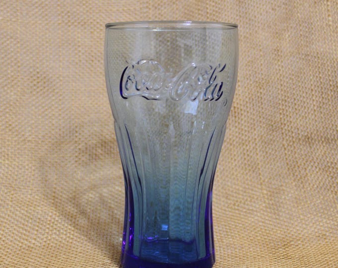Classic Style Coca Cola Drinking Glasses in Blue - Cobalt Blue Coke ...