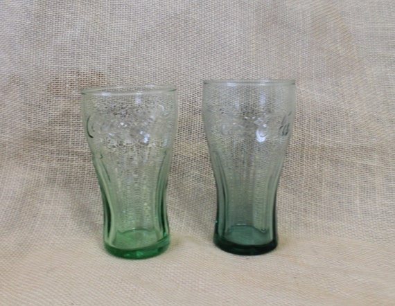 Set of Two Classic Green Tint Coca Cola Drinking Glasses | Etsy