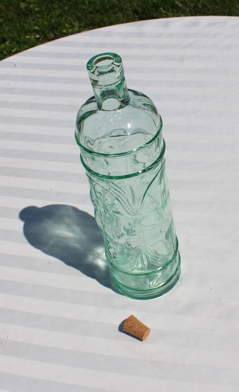 Embossed Clear Green Glass Bottle Oil Infusing Bottle With - Etsy