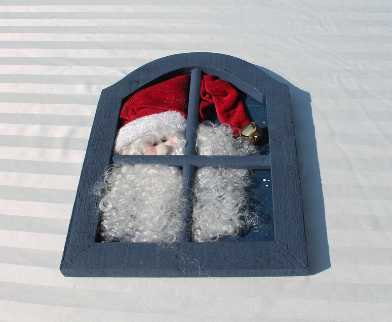 Santa Peeking Through the Window Christmas Holiday Wall / | Etsy