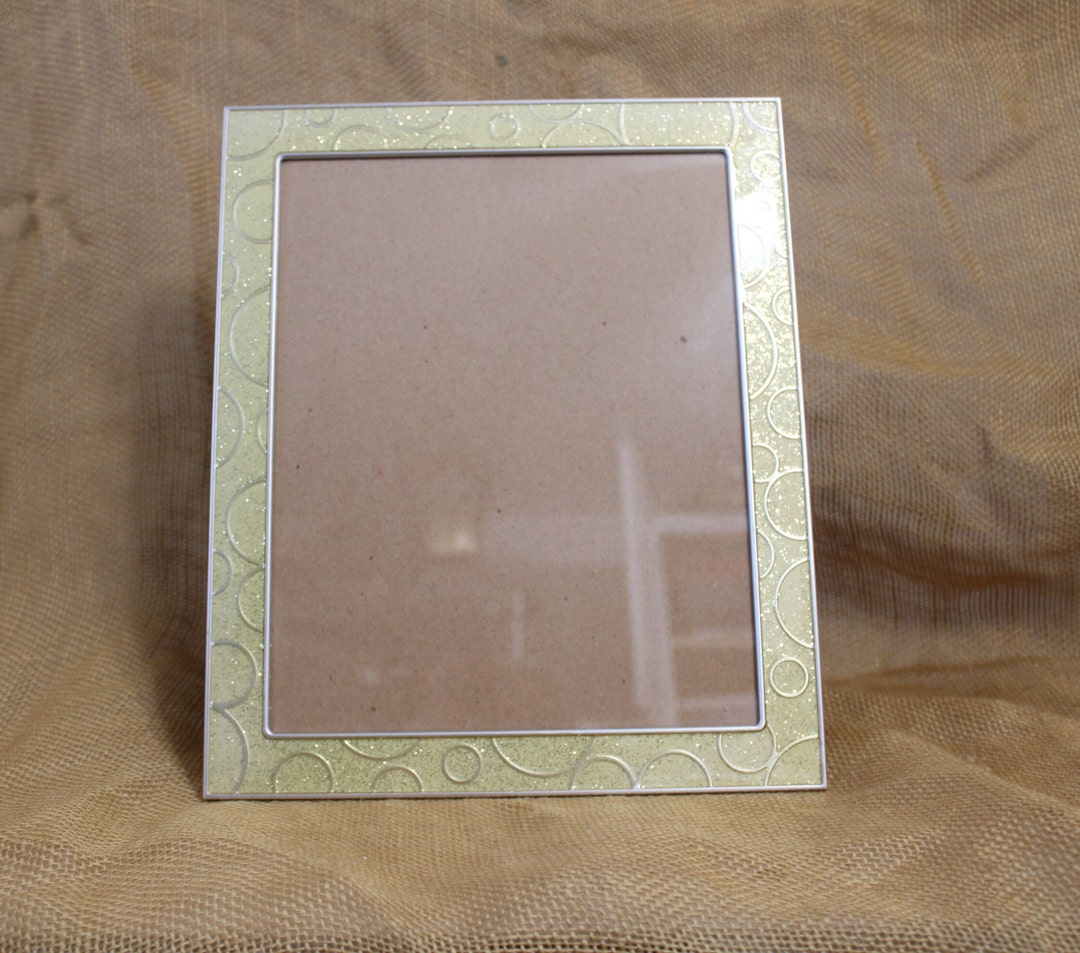 Glittered Enamel Easel Back Picture Frame in Yellow / Gold With Gold ...