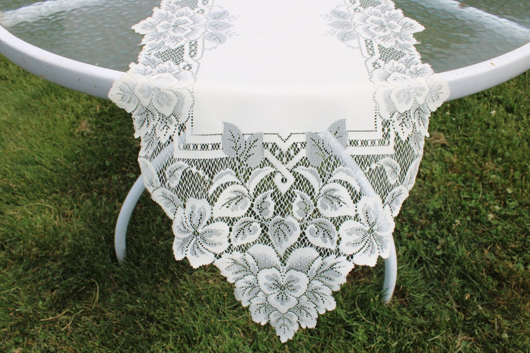 Long Light Ivory Lace Table Runner - Table Scarf - Table Linens - Etsy
