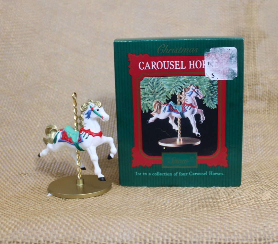 Hallmark 1989 Carousel Horse - Snow Keepsake Ornament - 1st in Carousel ...
