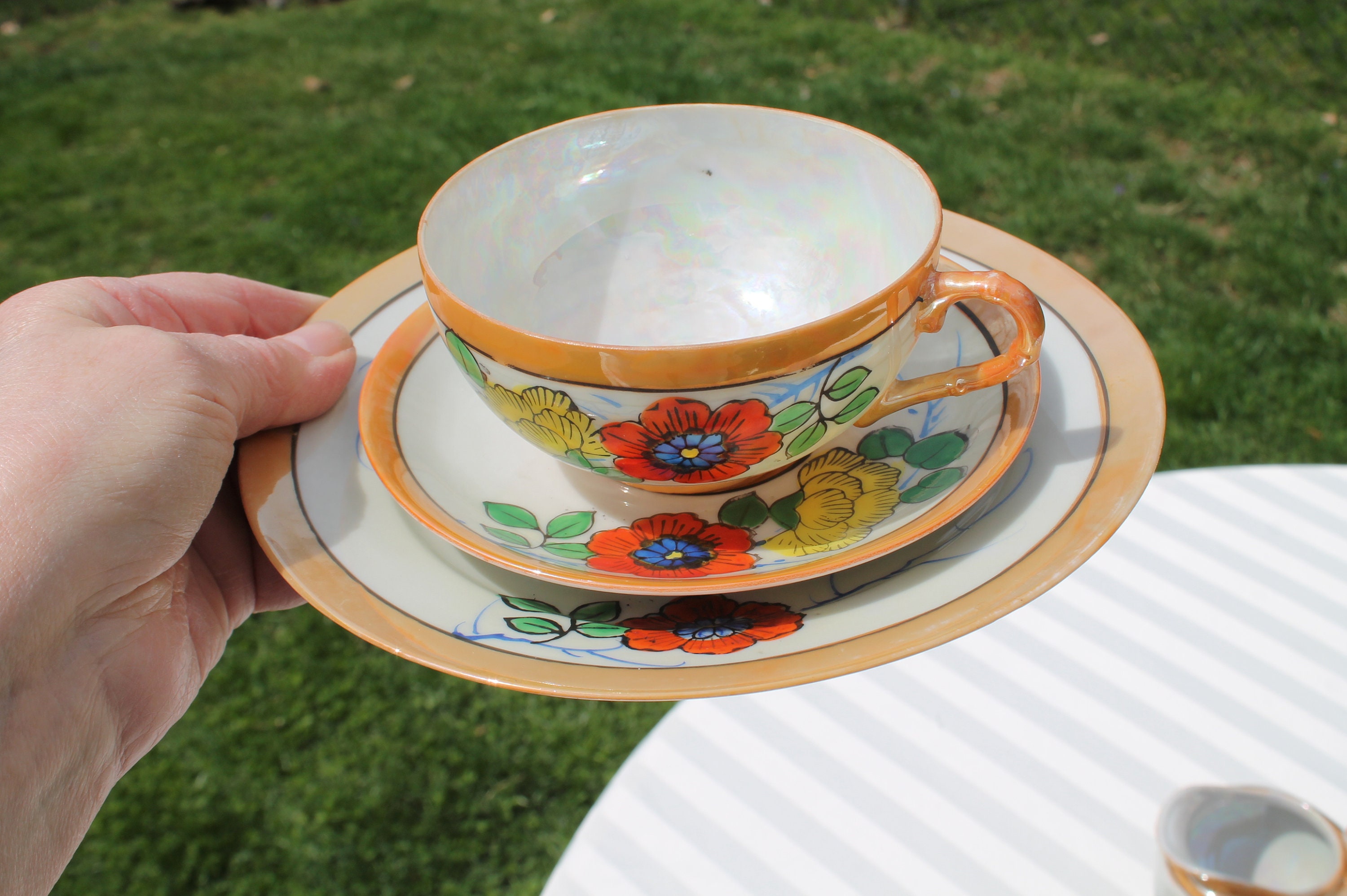 Peach Lusterware Tea / Luncheon Set Made in Japan Bold | Etsy