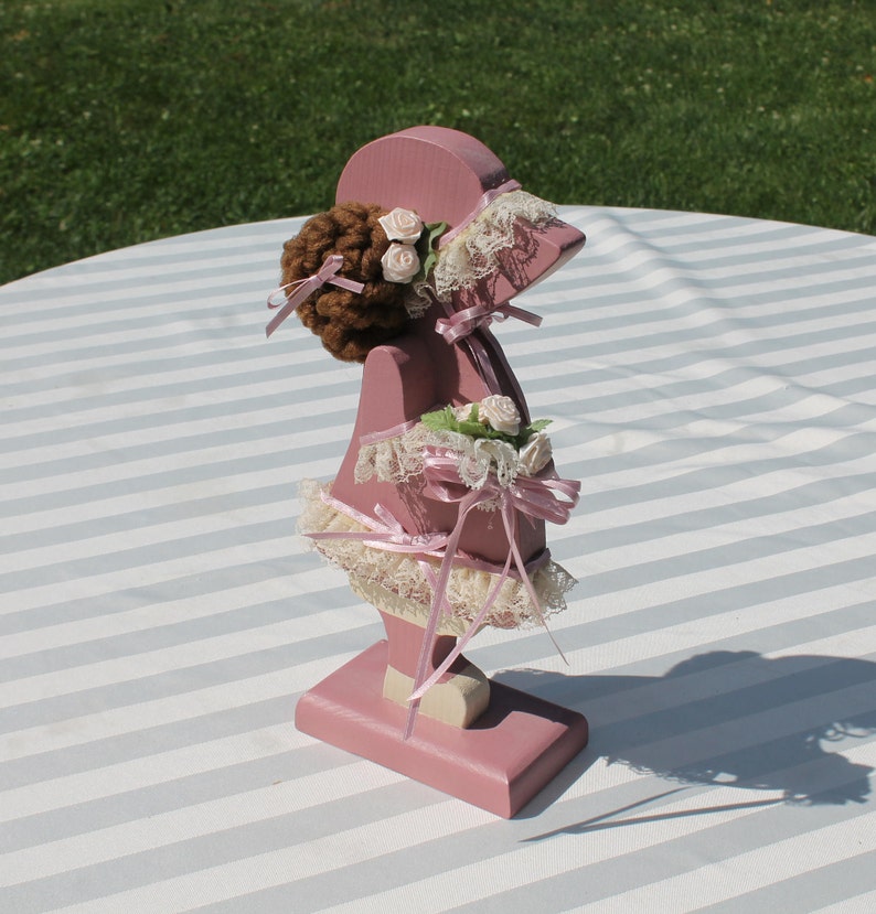 Wooden Girl Shelf Sitter Home Decor in Mauve With Lace and - Etsy UK